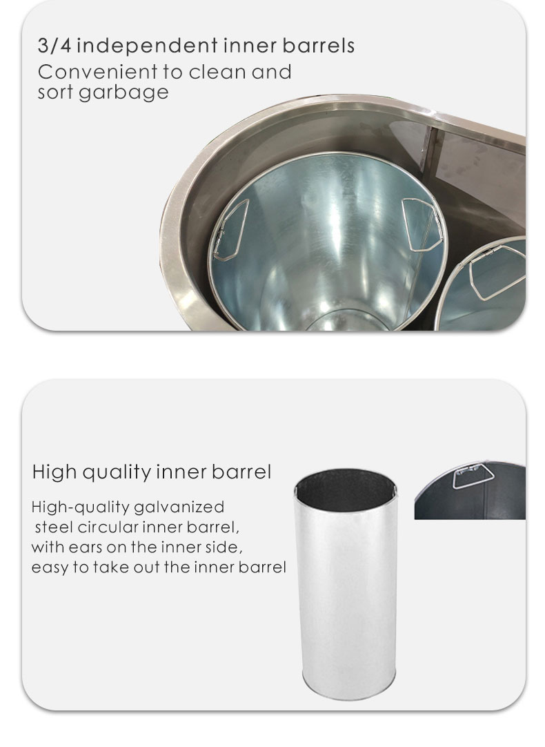 4 Compartment 160L Stainless Steel Waste Bin - Buy 201 Stainless steel ...