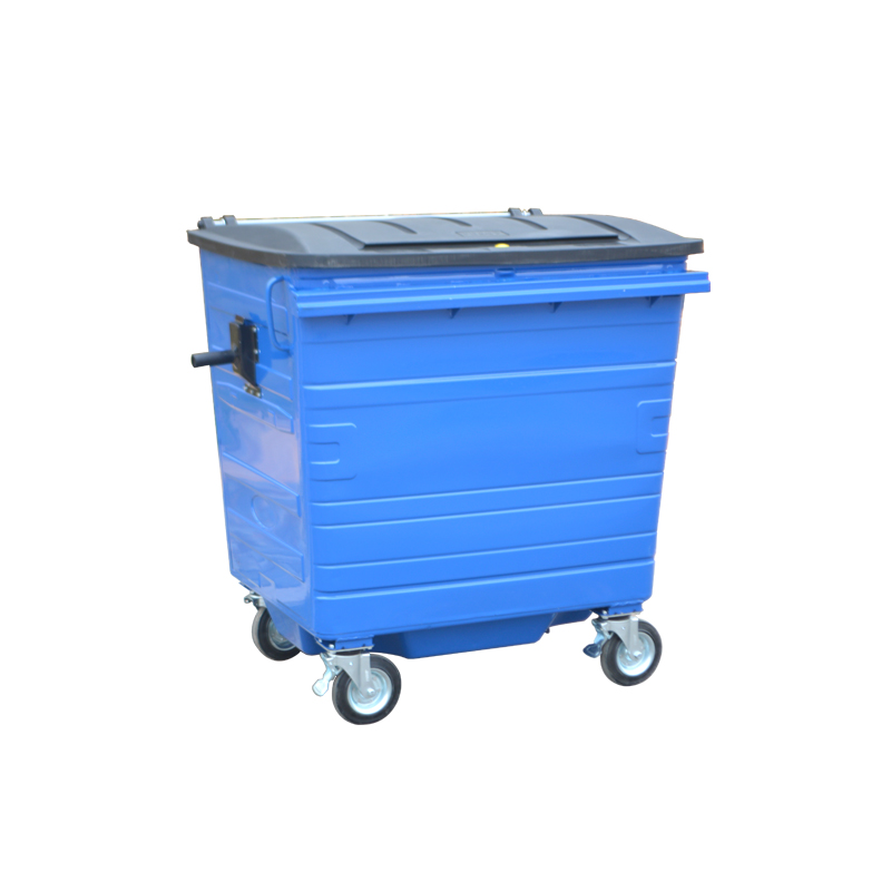 1100L 1.1CBM galvanized steel bin with plastic flat lid EN840 standard ...